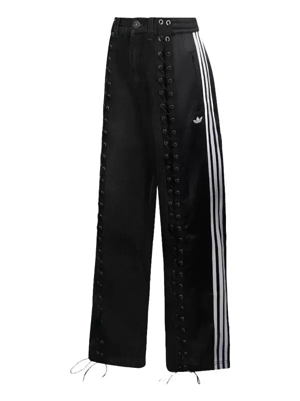 Adidas Lace-up Trousers With Striped Detail - Black