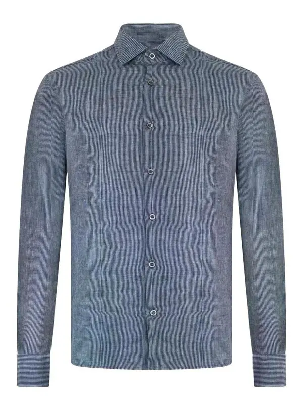 MOORER Sorrento Pinstripe Shirt - Blue