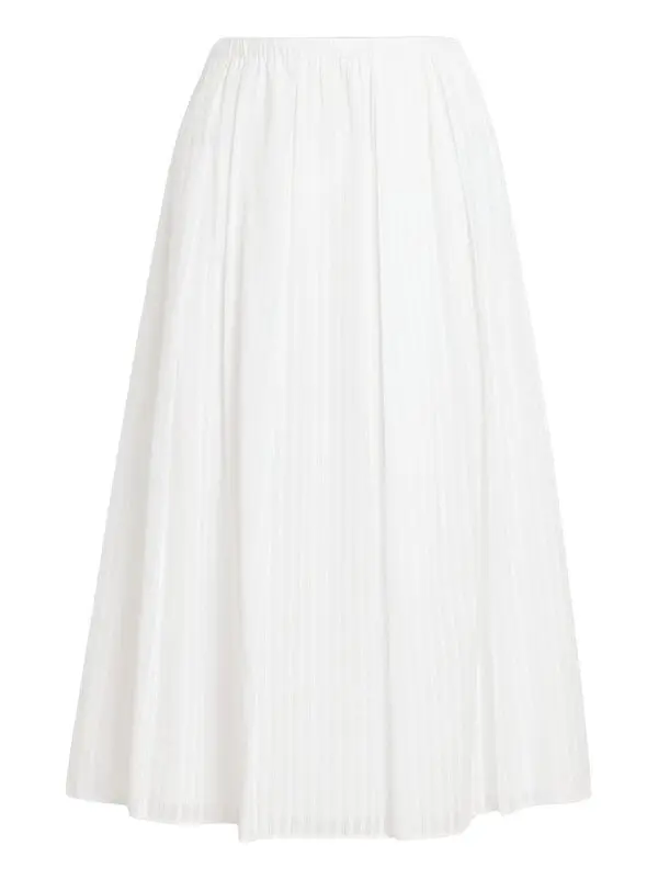 Theory Pleated Cotton-jacquard Midi Skirt - White