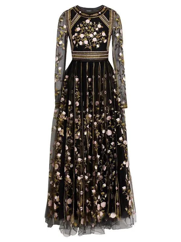 Giambattista Valli Embroidered Tulle Gown - Black