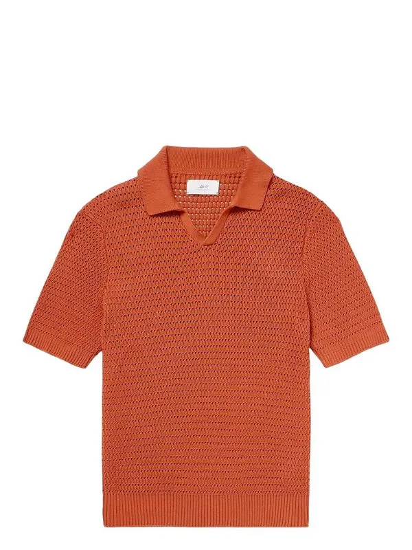 Mr P. Openknit Cotton Polo Shirt - Orange