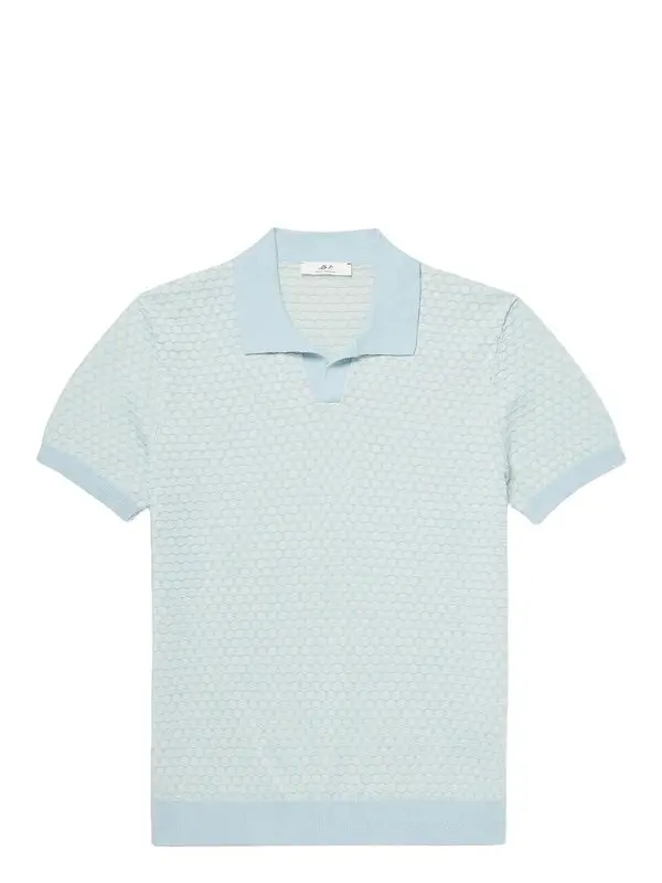 Mr P. Texturedknit Cotton Polo Shirt - Sky Blue