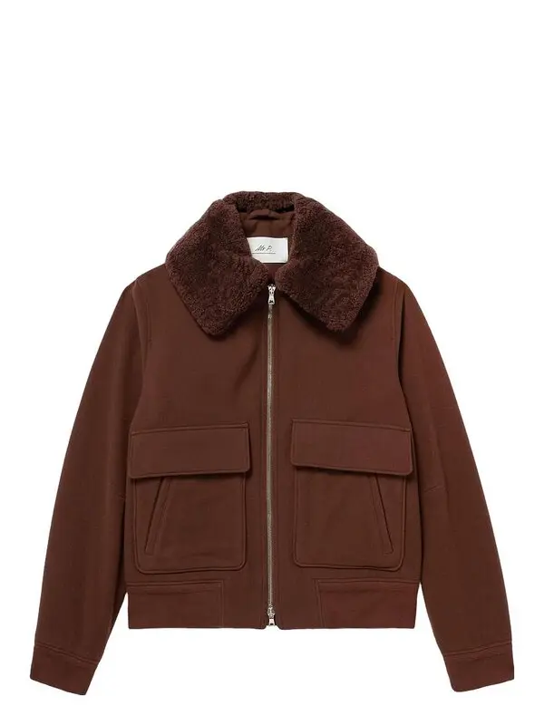 Mr P. Shearling-trimmed Wool-blend Felt Bomber Jacket - Brown