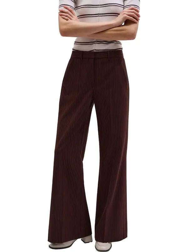 ME+EM Pinstriped Trousers - Cinnamon Brown