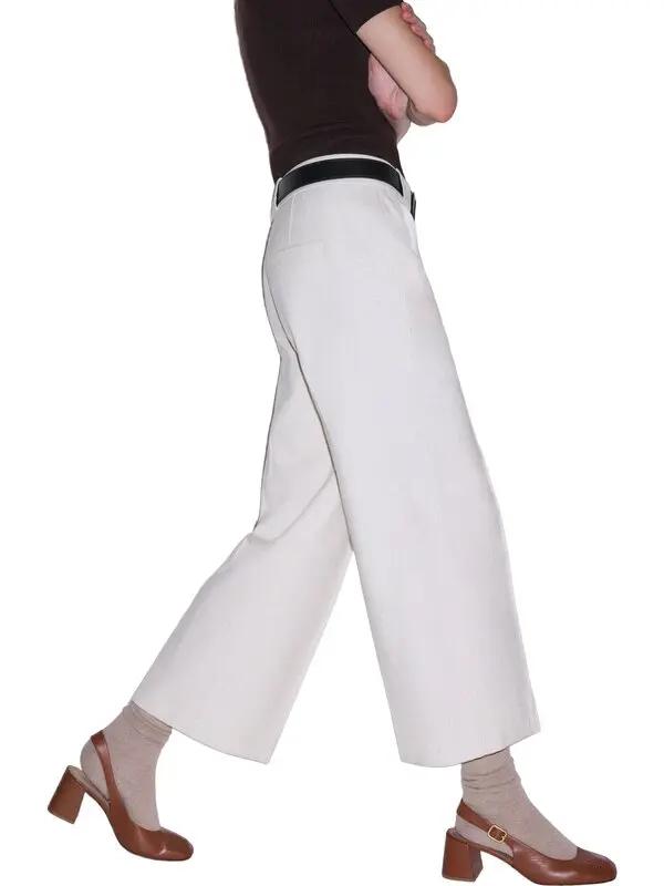 ME+EM Textured Straight Crop Trousers - Ivory