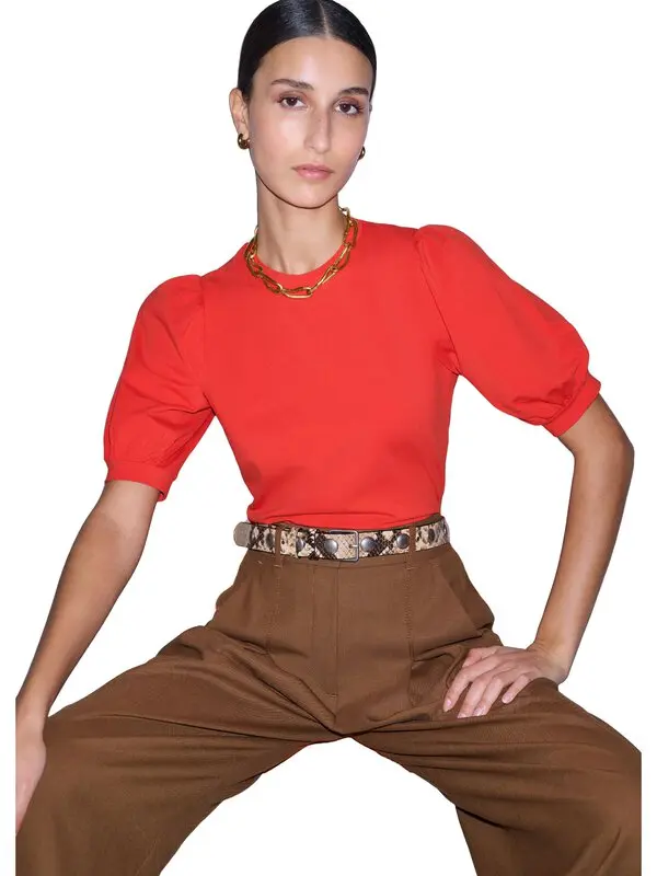 ME+EM Pouf Sleeve Tee - Poppy Red