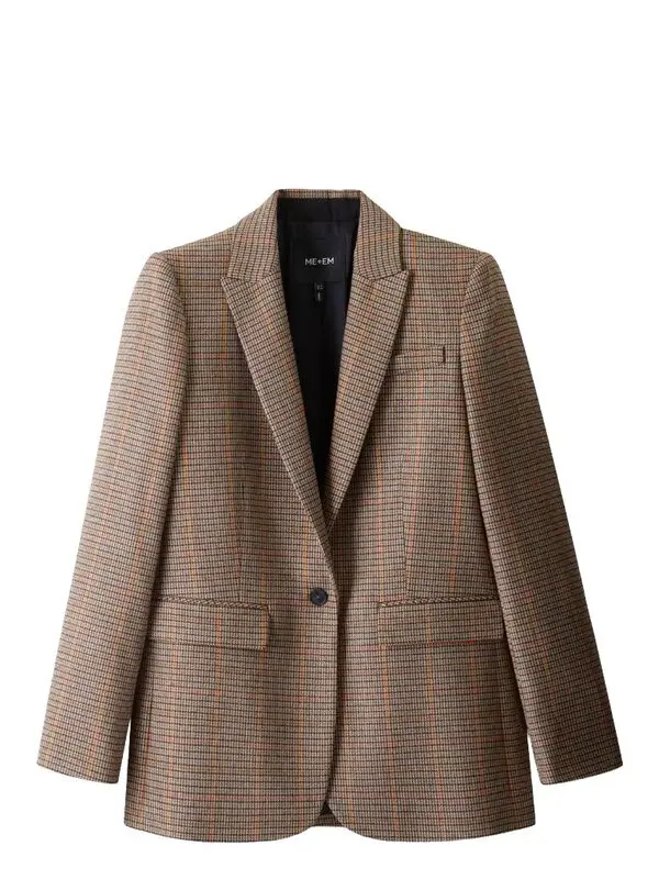 ME+EM Sharp Shoulder Blazer - Brown Multi