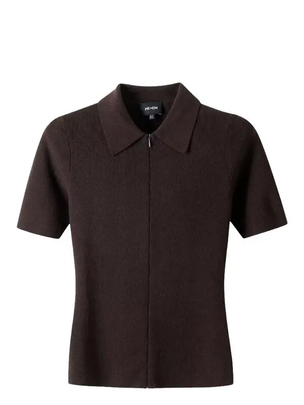 ME+EM Two-way Zip Tee - Cocoa Brown