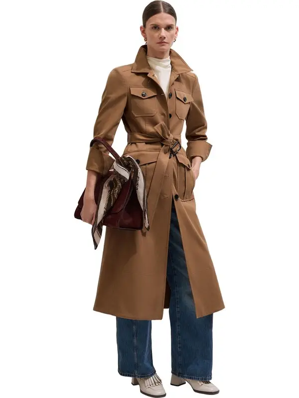 ME+EM Fitted Utility Trench Coat - Light Walnut Brown