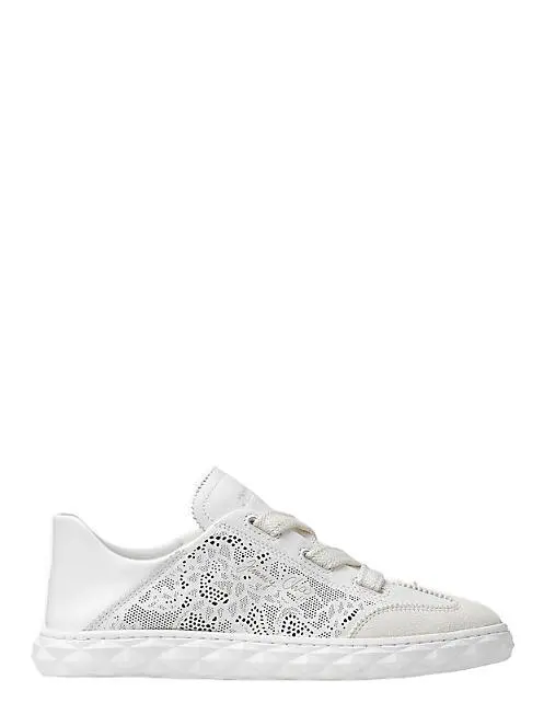 JIMMY CHOO Diamond Light Flex Perforated Leather Trainers - V White