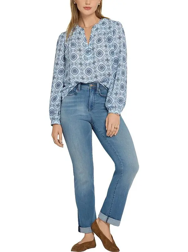 NYDJ Marilyn High Rise Straight Jeans - Port Sea