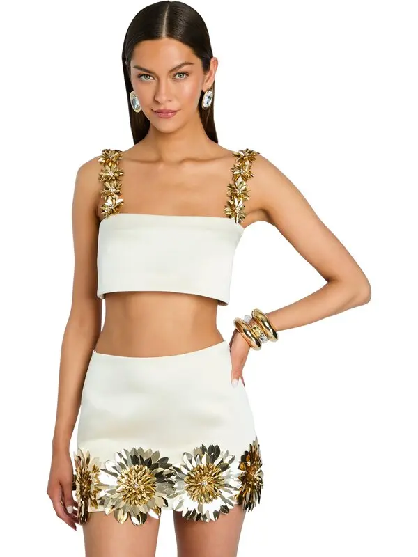 Retrofete Sinead Embellished Top - Cream/gold