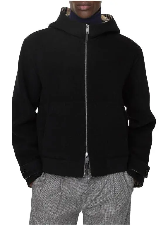 Burberry Reversible Wool Hooded Jacket - Black