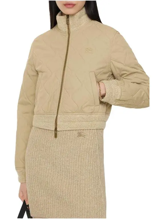 Burberry Quilted Gabardine Bomber Jacket - Dune Beige