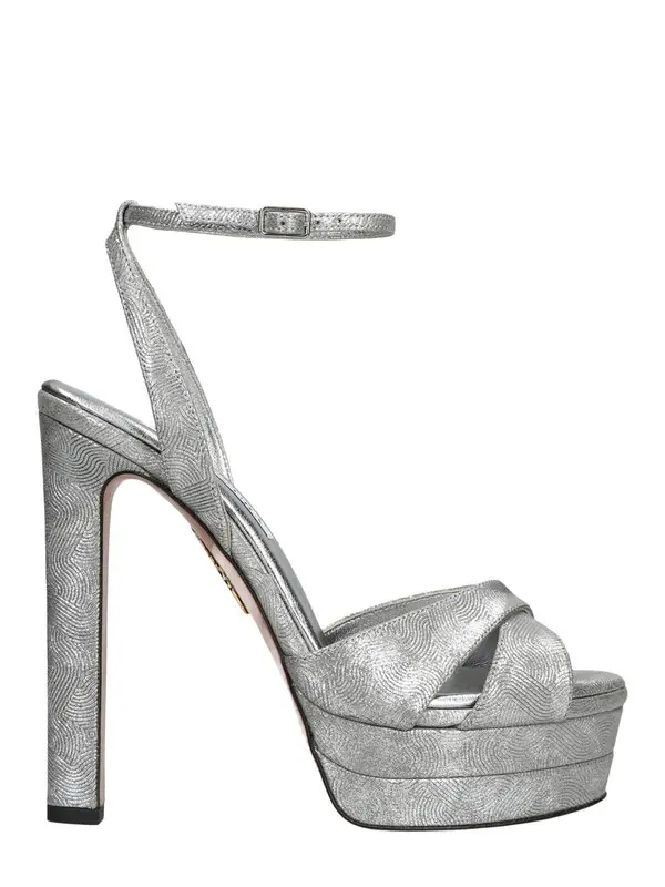 AQUAZZURA Leather Divine 130 Sandals - Silver