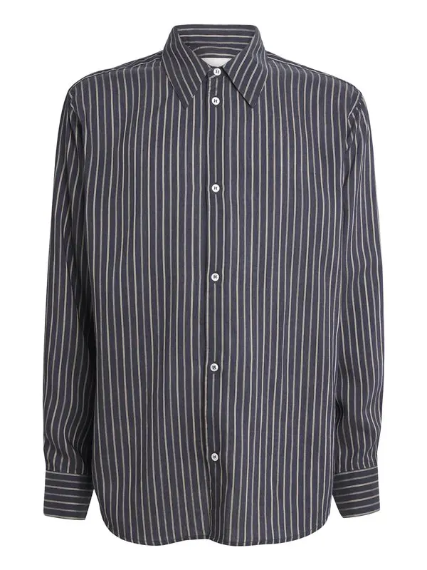 Studio Nicholson Cotton Stripe Oversized Shirt - Blue