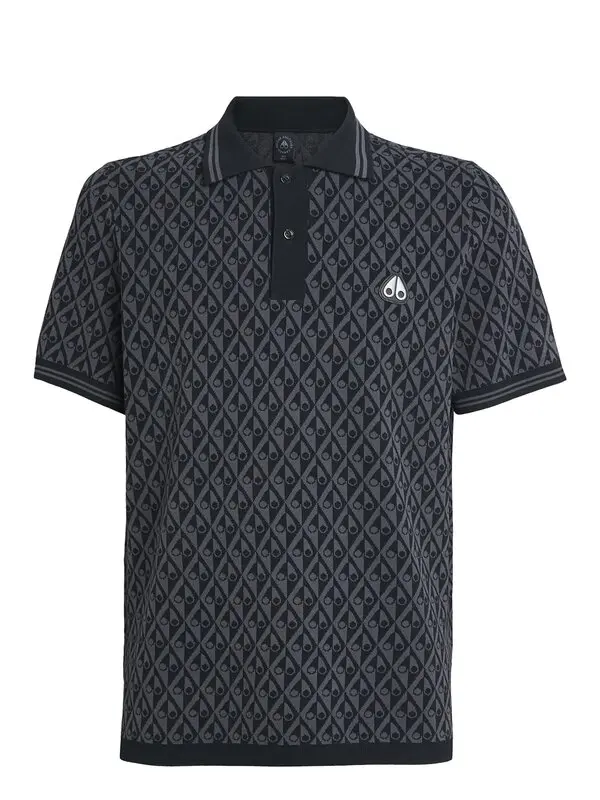 Moose Knuckles Cotton Monogram Polo Shirt - Black