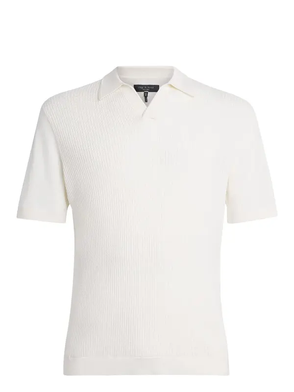 Rag & Bone Cotton Rib-knit Polo Shirt - Ivory