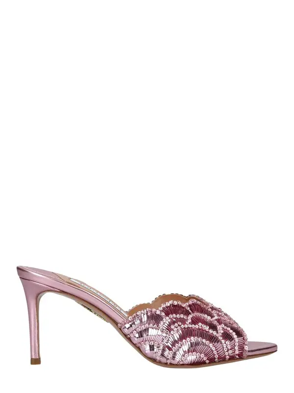AQUAZZURA Leather Ce Soir 75 Mules - Pink