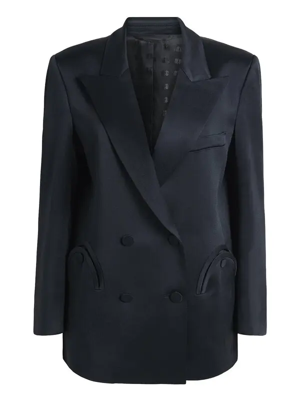 BLAZÉ MILANO Satin Double-breasted Blazer - Navy