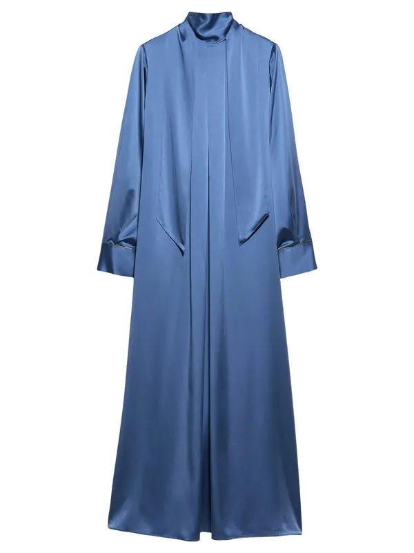 Max & Co. Stretch-silk Scarf-neck Maxi Dress - Blue