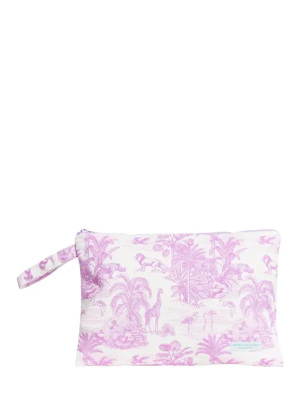 MARIE RAXEVSKY Large Waterproof Jungle Print Pouch - Purple