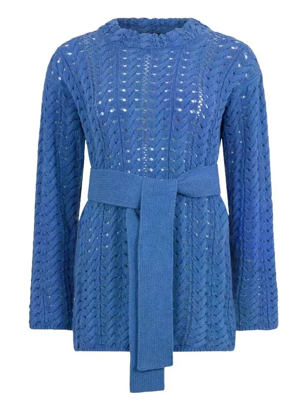 MOORER Waist-belt Top - Blue
