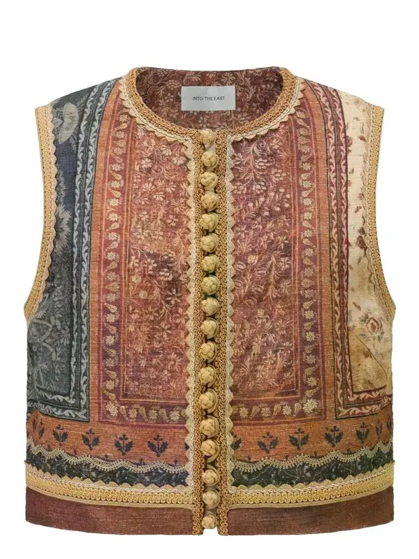 INTO THE EAST Quercus Printed Waistcoat - Red