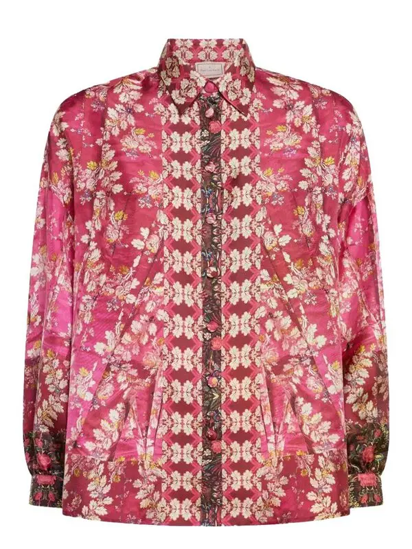 PIERRE-LOUIS MASCIA Aloe Long-sleeve Floral Shirt - Pink