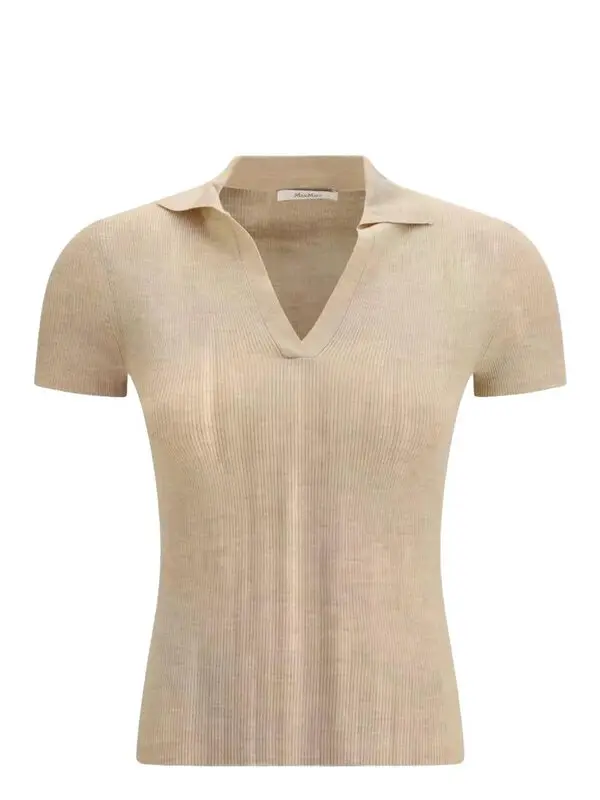 Max Mara Albero V-neck Ribbed T-shirt - Neutrals