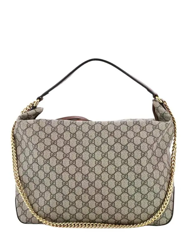 Gucci Chain Gg Coated Canvas Large Hobo Bag - Brown
