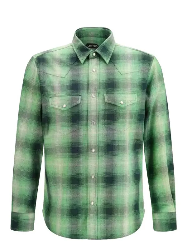 TOM FORD Checked Slim Shirt - Green