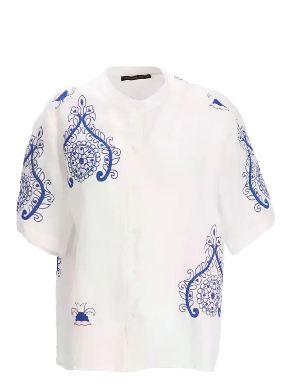 Greek Archaic Kori Paisley-print Short-sleeve Shirt - White