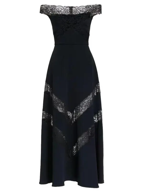 Elie Saab Lace Midi Dress - Black