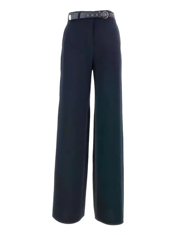 Max Mara Wide Leg Belted Trousers - Blue