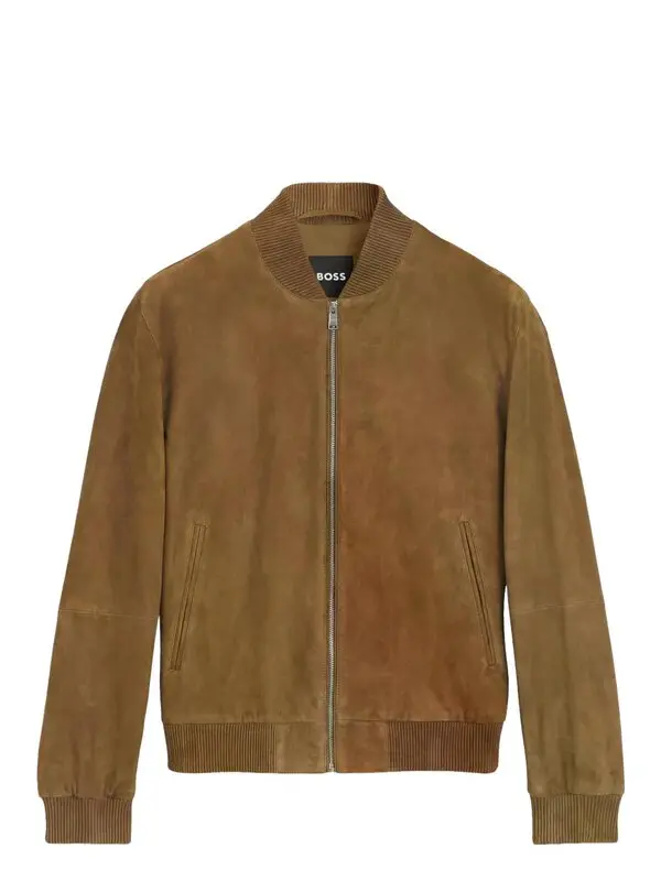 BOSS Suede Zip-up Jacket - Brown