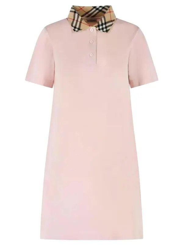 Burberry Checked-collar Polo Dress - Pink