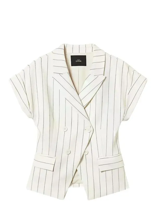 TWINSET Double-breasted Pinstriped Vest - White
