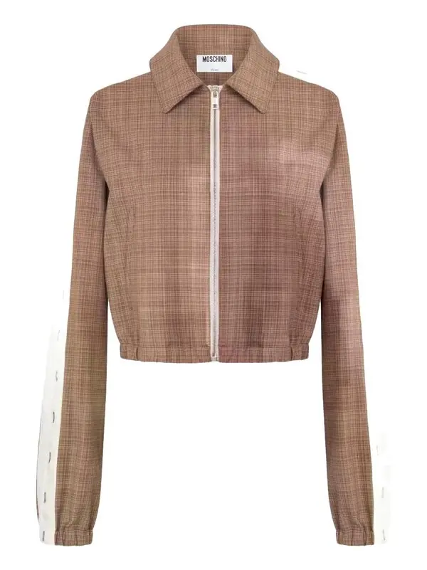 Moschino Checked Cropped Jacket - Brown