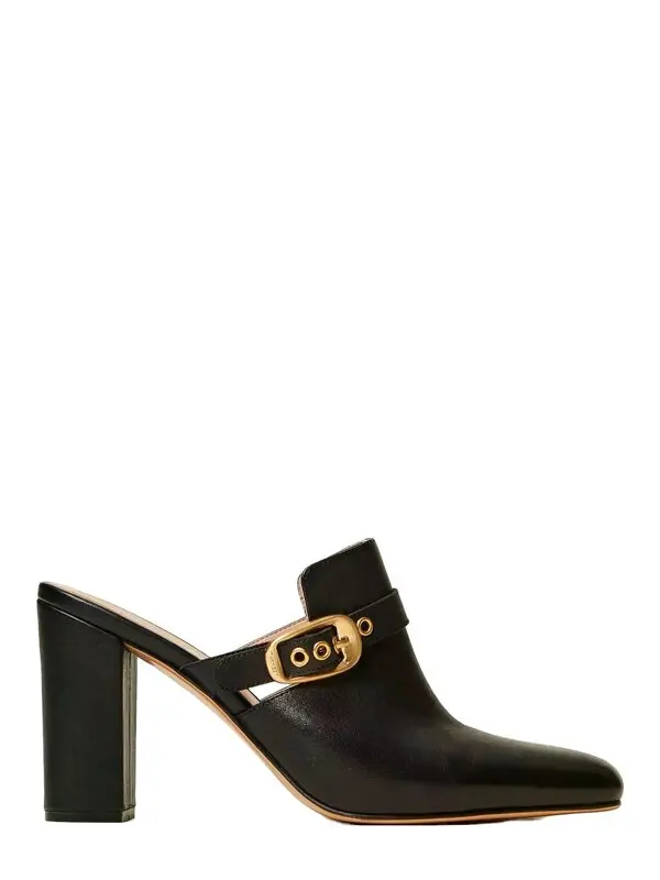 TWINSET Buckle Leather Mules - Black