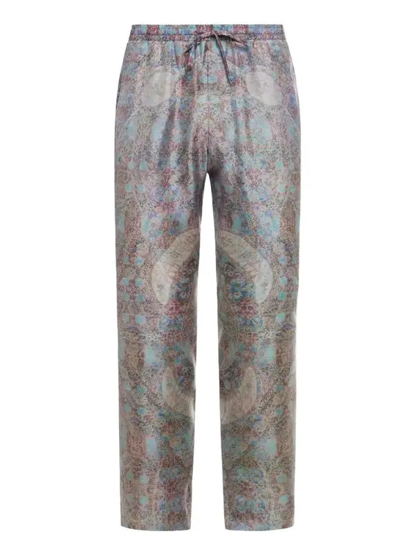 PIERRE-LOUIS MASCIA Aloe Paisley Silk Trousers - Blue