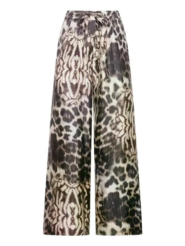 PIERRE-LOUIS MASCIA Aloe Leopard-print Palazzo Trousers - Brown