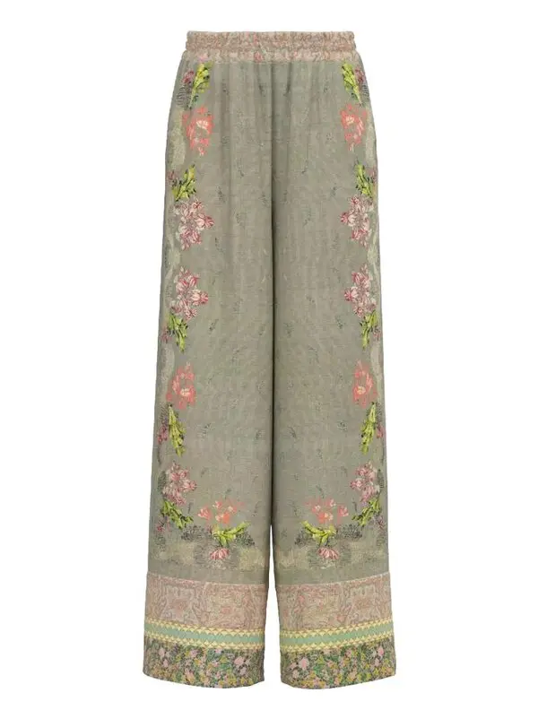PIERRE-LOUIS MASCIA Floral Paisley Palazzo Pants - Green