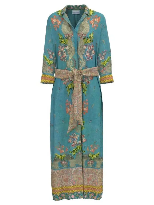 PIERRE-LOUIS MASCIA Floral-print Maxi Shirt Dress - Blue