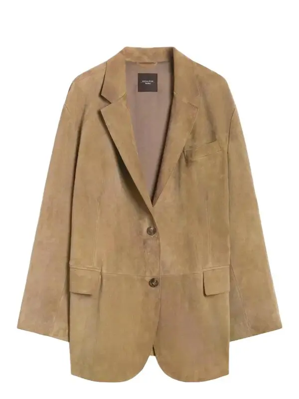 Max Mara Buttoned Leather Jacket - Neutrals