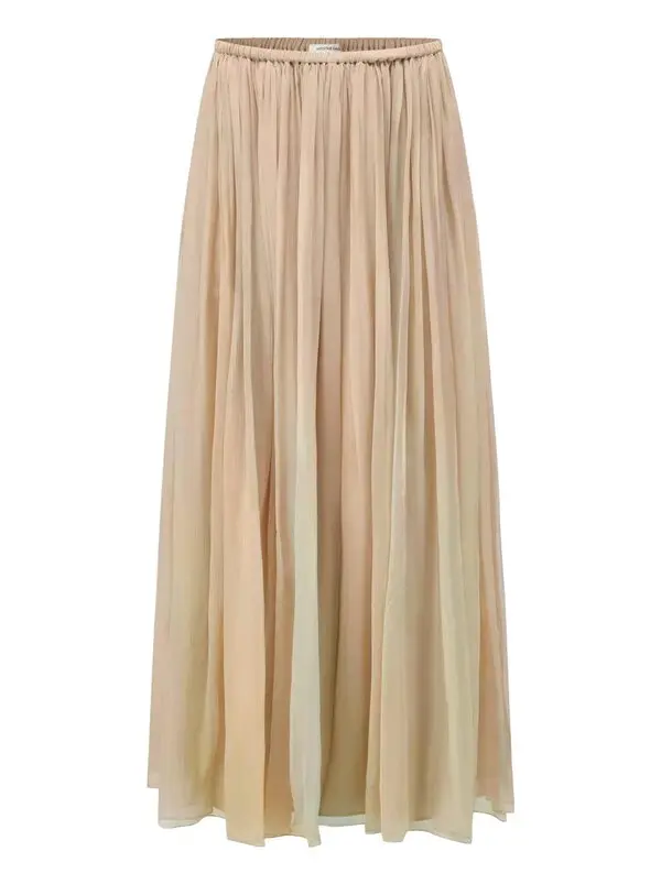 INTO THE EAST Pleated Silk Skirt - Neutrals