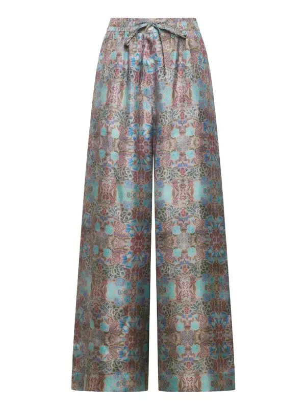 PIERRE-LOUIS MASCIA Floral Geometric Palazzo Pants - Blue