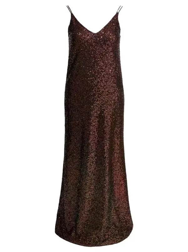 SEMPER Sequin V-neck Dress - Brown
