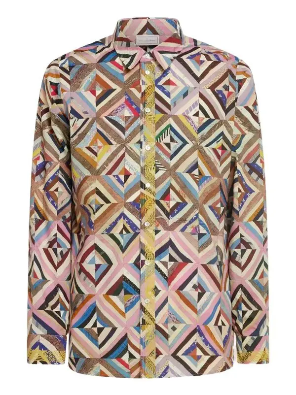 PIERRE-LOUIS MASCIA Diomede Patchwork Shirt - Neutrals