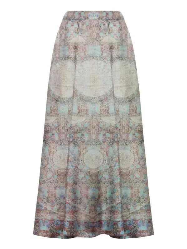 PIERRE-LOUIS MASCIA Printed A-line Midi Skirt - Neutrals